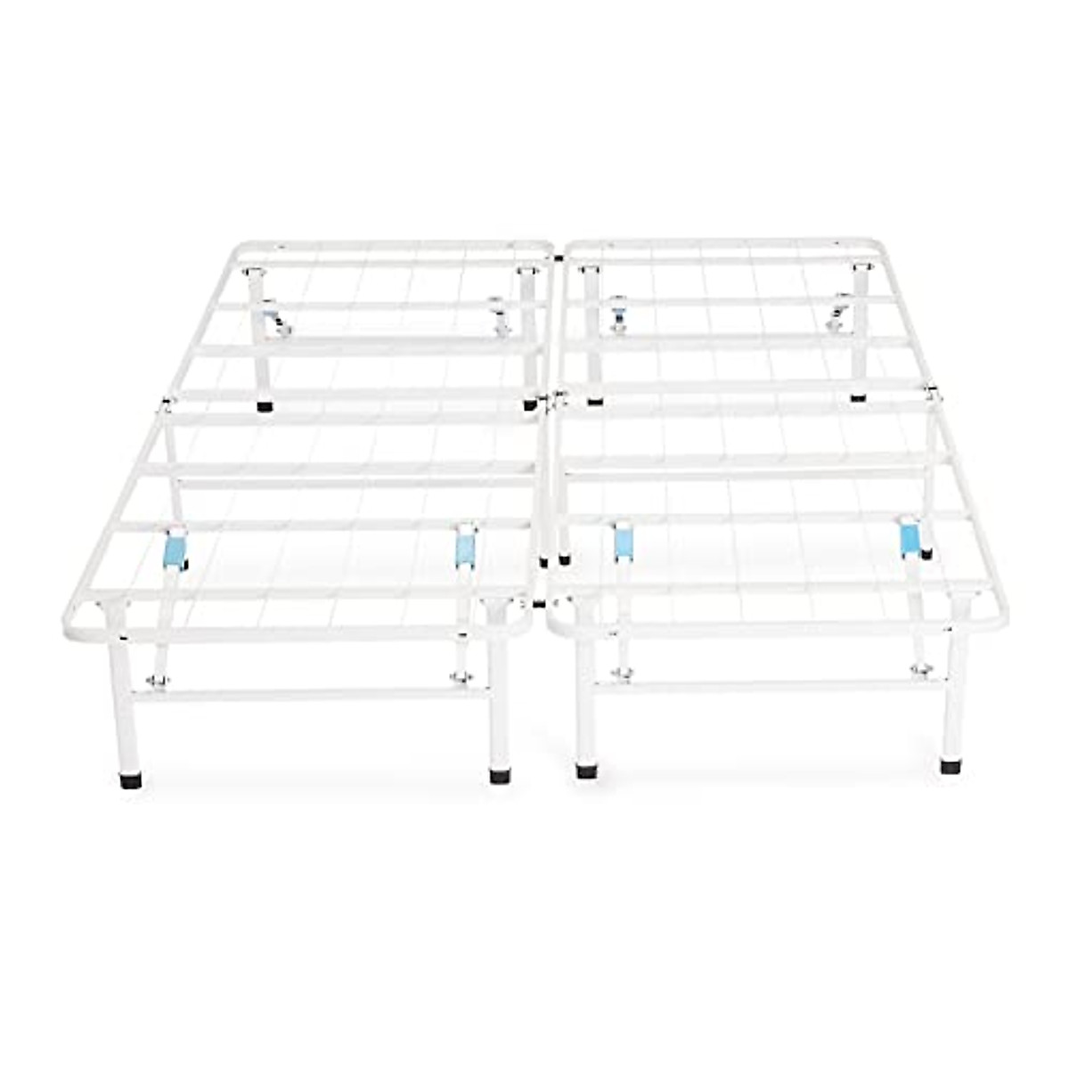 Amazon Basics Foldable Metal Platform Bed Frame with Tool Free Setup, 14 Inches High, Queen, White