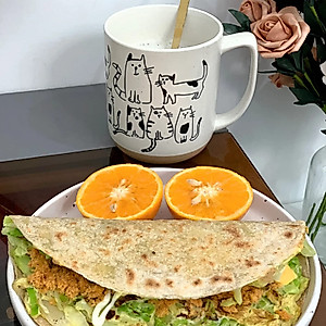 Heardbeli White-Grey Cartoon Cats Ceramic Mug with Handle Coffee Mug 550ml/18.6oz. Cute Funny Novelty Vintage Gift Hand Painted