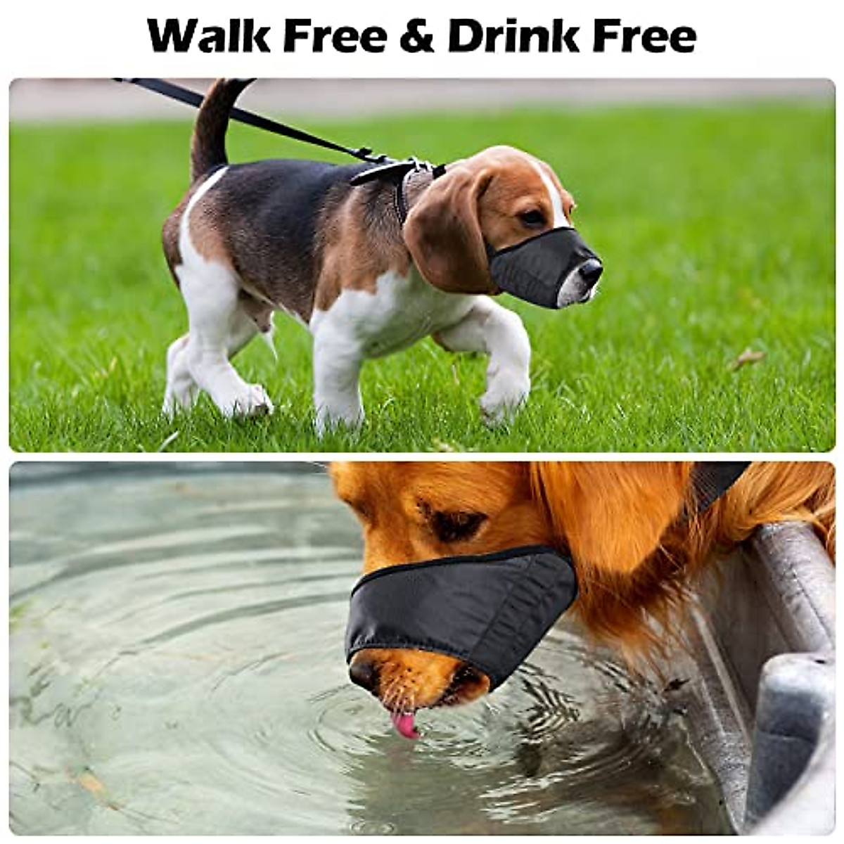 CooZero Dog Muzzles Suit, 7 PCS Anti-Biting Barking Pet Muzzles Adjustable Dog Muzzle Mouth Cover for Small Medium Large Extra Dog - Black (7 PCS)