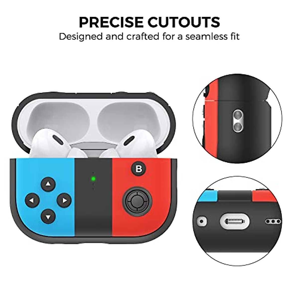 TRONWIN Silicone Airpods Pro 2 Case Protective Covers Skin Gamepad Design for Airpods Pro 2022 [Support Wireless Charging] Compatible with Apple Airpods Pro 2nd Generation