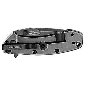 Kershaw Cryo Blackwash (1555BW); Rick Hinderer Design Drop Point Pocket Knife; SpeedSafe Assisted Opening with Flipper or Thumbstud; 4-Position Deep-Carry Pocketclip; Lanyard Hole; Frame Lock; 4.1 oz