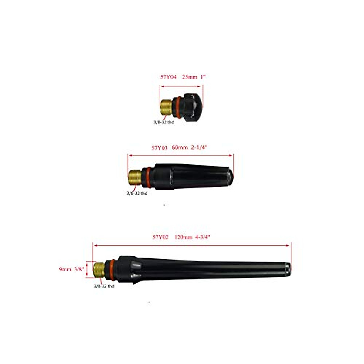 RIVERWELD TIG stubby Gas Lens 17GL332 10N24S 53N61S Kit Fit DB SR WP 17 18 26 TIG Welding Torch 16pcs