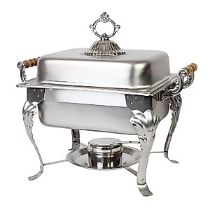 Thunder Group 4 quart half size wood handle square chafer, comes in set