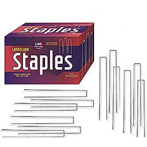 Ashman Galvanized Garden Stakes Landscape Staples: 100 Pack 12 Inch Sod and Fence Stake - Sturdy Rust Resistant Gardening Supplies for Anchoring Landscaping, Weed Barrier Fabric, Ground Cover
