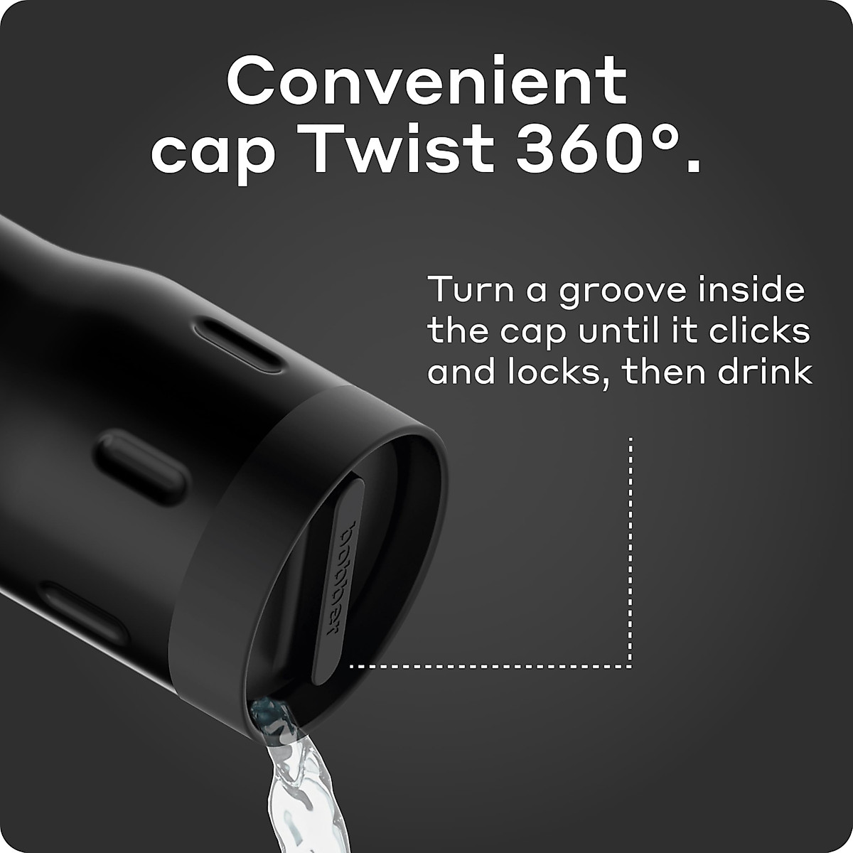 BOBBER - 12 OZ Vacuum Insulated Stainless Steel Portable Travel Coffee Mug With 100% Leakproof Locked Lid (Black Coffee)