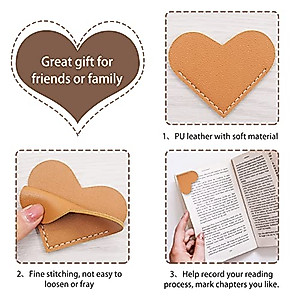 6 Pcs Leather Heart Bookmark,Cute Bookmarks for Women, Handmade Book Accessories for Reading Lovers, Bookworms' Gifts, Book Lover's Favorites