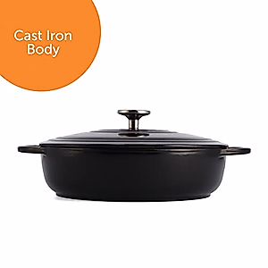 BK Bourgogne Enameled Cast Iron Induction 4.2QT Nonstick Braiser, PFAS Free, Dishwasher Safe, Jet Black