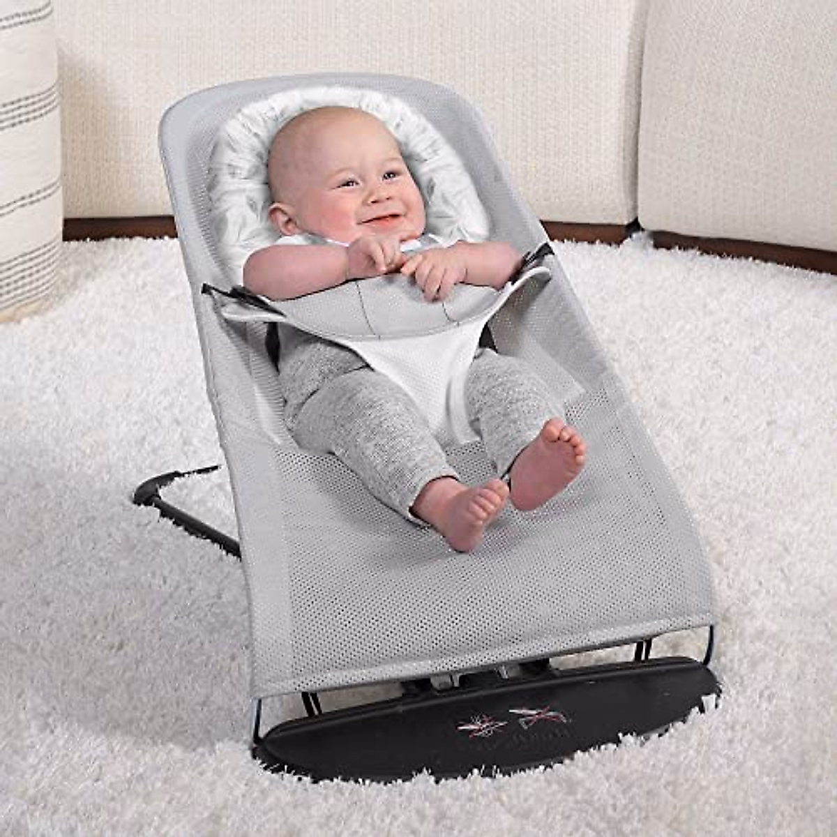 Boppy Head Support Noggin Nest, Sage Watercolor Leaves, for 3- or 5-Point Harness Systems, Helps Prop Baby’s Head in Bouncers, Strollers and Swings, 0-4 Months