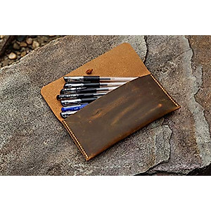 Personalized Distressed Leather Pencil Pouch/Retro Leather Pen Pencil case/Small Cosmetic Bag PP05SS