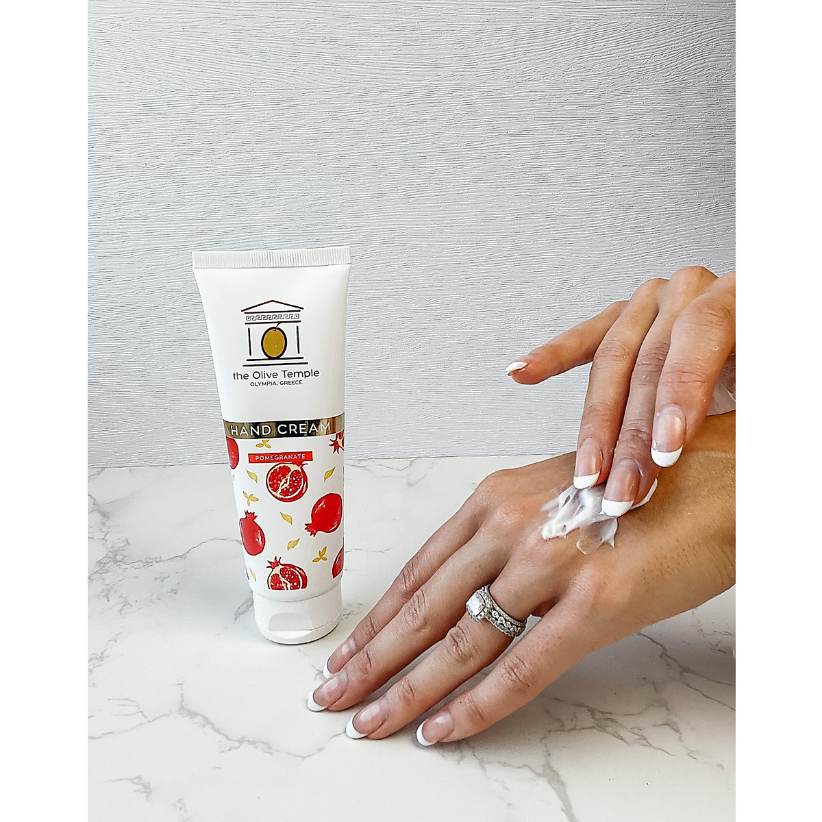 The Olive Temple Hand Cream with Olive Oil - Deep Moisturizing and Nourishing Formula for Soft, Supple Hands (Pomegranate), 3.38 fl. oz