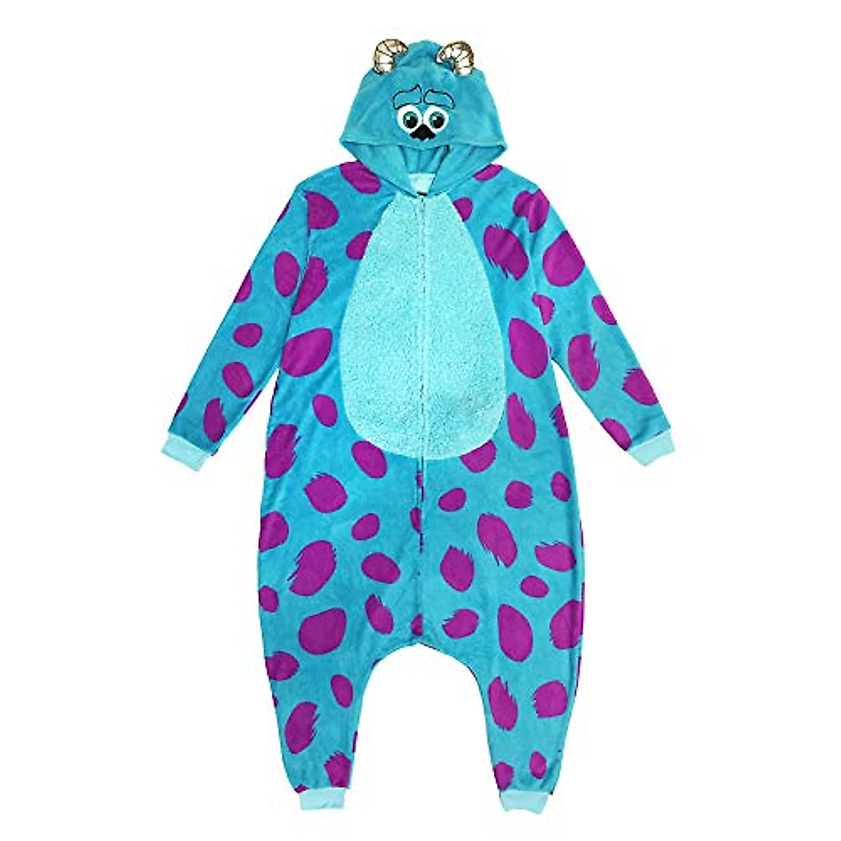 Disney Monsters Inc. Adult Sulley Kigurumi Sherpa Fleece Cosplay Costume One Piece Union Suit (L/XL) Blue