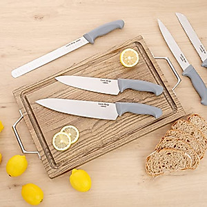 Restaurantware Comfy Grip 10 Inch Chef's Knife, 1 Sharp Cooking Knife - Ergonomic Handle, Non-Slip Grip, Gray Stainless Steel Kitchen Knife, Dishwashable, Slice, Dice, Mince, or Chop Ingredients