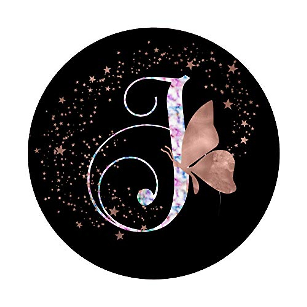 Letter J Initial Rainbow Watercolor Butterfly Monogram PopSockets Swappable PopGrip