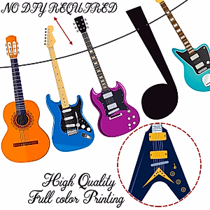 Guitar Birthday Party Banner Music Note Guitar Party Banners Guitar Birthday Party Decorations 2Pcs Guitar Cutout Banners for Rock Guitar Baby Shower Supplies