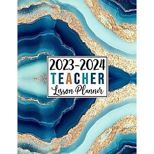 Teacher Lesson Planner 2023-2024: Large Weekly and Monthly Teacher Organizer Calendar | Lesson Plan Grade and Record Books for Teachers (Blue Geode Cover)