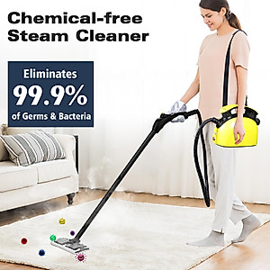 Steam Cleaner, Handheld Steamer with 21 Accessories, 248°F High-Temperature Steam for Floors, Grout, Tiles, Carpet, Cars - Portable 1.08L Tank, Child Lock, Chemical-Free Cleaning for various surfaces