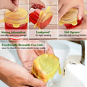 Silicone Stretch Lids 16 Pieces 2.6-3.3 Inch Microwave Cover for Food Round Reusable Silicone Lids for Bowls, Food Covers