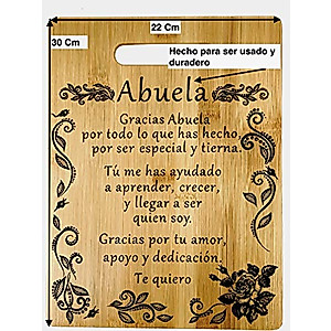 Regalo para abuela: tabla de cortar de bambú grabada (22 x 30 cm) Gift for Grandma in Spanish-Engraved bamboo cutting board 9"x12"