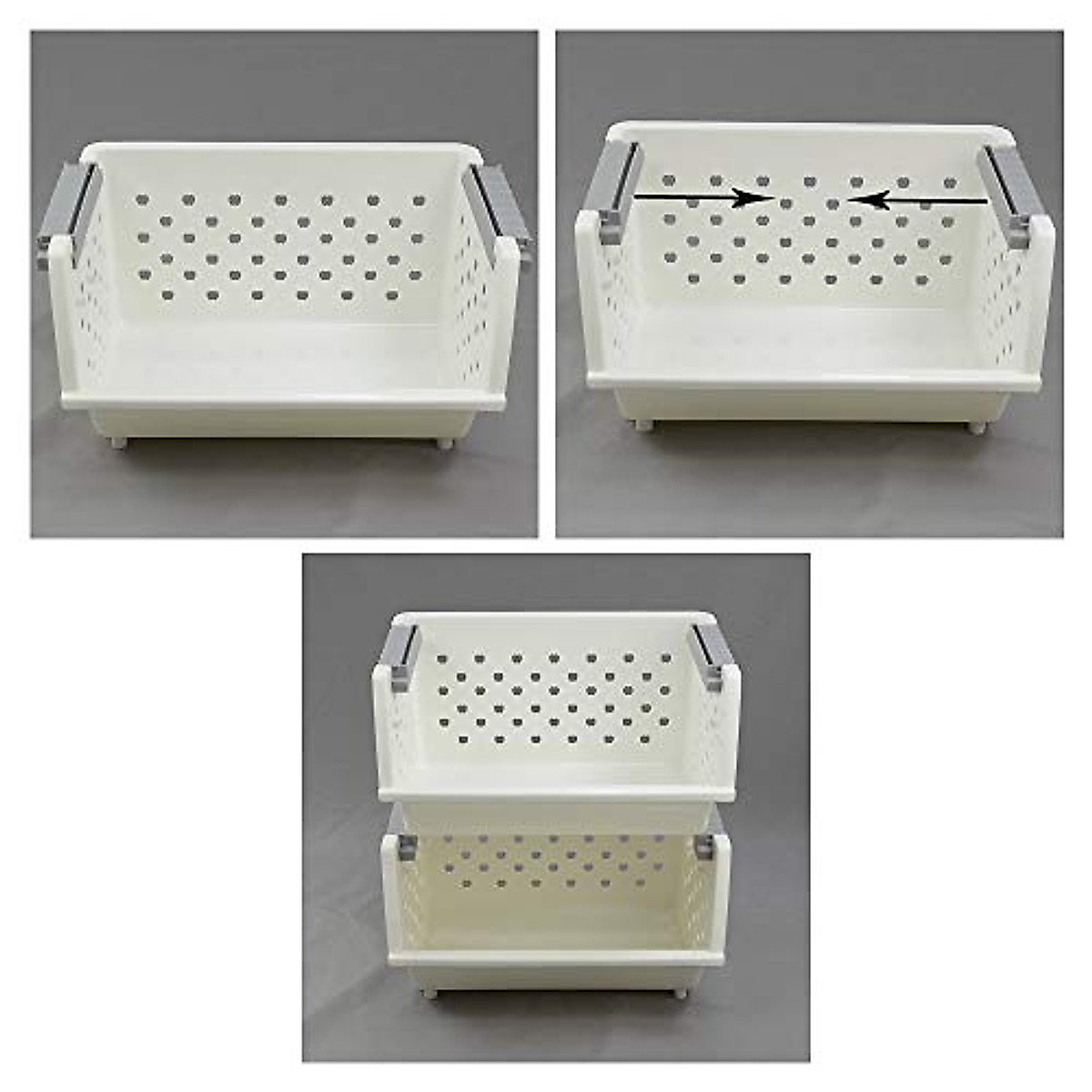 Dehouse 3-Pack Plastic Stacking Storage Organizer Basket, Stackable Basket, White
