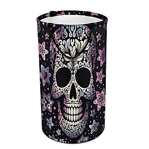 Laundry Basket Hamper Waterproof Dirty Clothes Hamper Cool Skull Collapsible Washing Bin Clothes Bag with Handles Freestanding Laundry Hamper for Bathroom Bedroom Dorm Travel