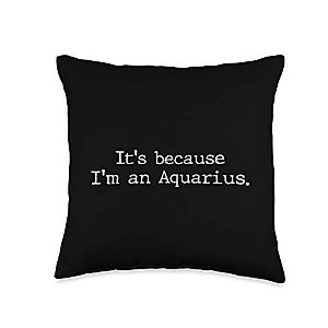 Aquarius Horoscope By Design Tee Company Aquarius Gifts for Women Girls Men Zodiac Sign Astrology Throw Pillow, 16x16, Multicolor