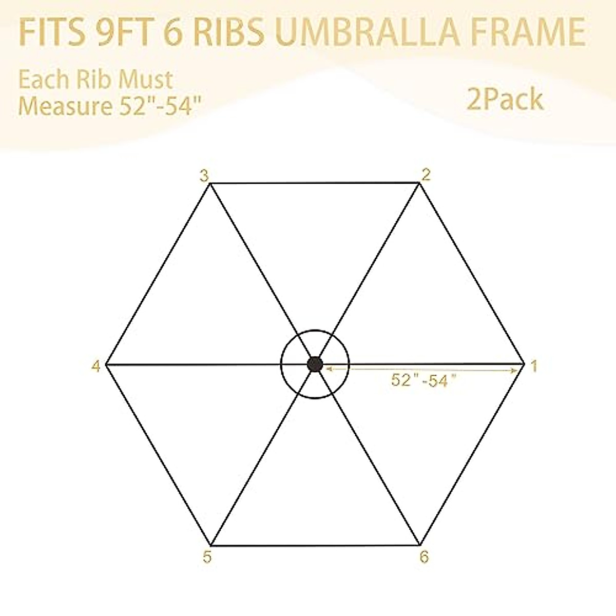 Sunshine Outdoor 9ft with 6 Ribs Patio Umbrella Replacement Canopy Market Umbrella Top Outdoor Umbrella Canopy Black & White(2pcs/package)