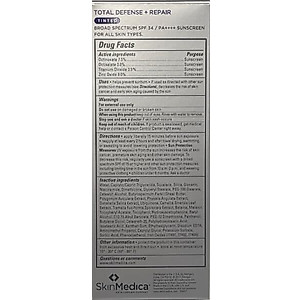SkinMedica Total Defense + Repair SPF 34 Tinted Sunscreen for Face. This Lightweight, Facial Sunscreen is Ideal for Oily and/or Combination Skin, 2.3 Oz
