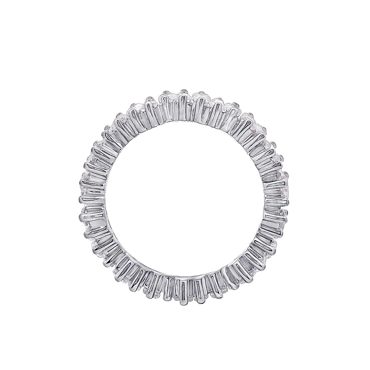 KIERA COUTURE 3.42 cttw White Baguette Cut Cubic Zirconia Sterling Silver Wavy Eternity Band Ring (White, 6)