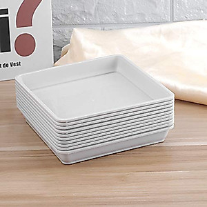 Yardwe 10 PCS Square Plastic Plant Saucer Tray Plant Pot Saucer Flower Pot Tray for Garden Potted Water Drips and Soil 7 x 7 x 1.2 Inch (White)