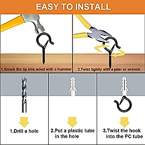 Sivya 20 Pack Outdoor Hanging Hooks Screw Hooks Wall Cabinet Ceiling Hooks with Safety Buckle Design