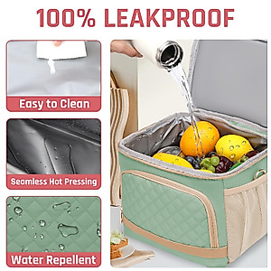 YESBAG Lunch Bag for Women, Leakproof Insulated Soft Adult Lunch Tote Cooler Bag Box With Adjustable Shoulder Strap for Office & Picnic (Green, 11L)