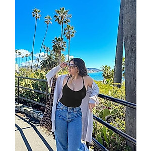 Niipty Bodysuit Shapewear for Women Tummy Control Cami Seamless Sculpting Body Shaper Spaghetti Strap Body Suits - Black XS/S