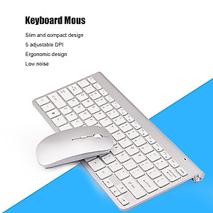 Goshyda Keyboard Mouse Combo, 1600-2400 DPI Adjustable Hot Keys Silent Ambience Stable Connection Slim Design Keyboard for Work Study Gaming