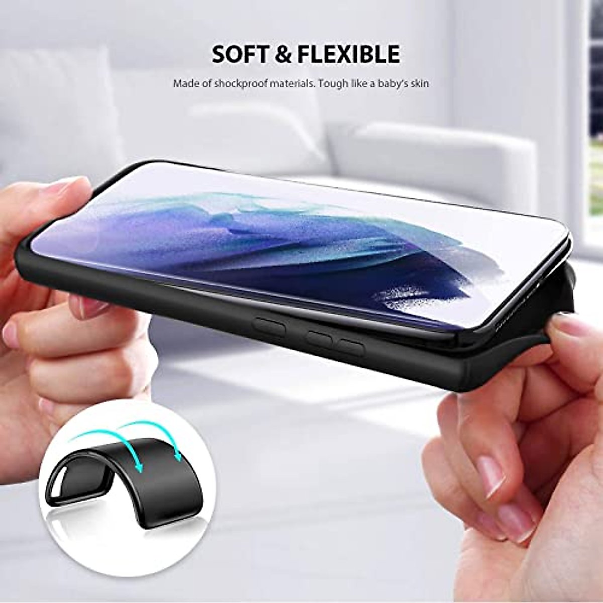 HGJTF Phone Case for Moxee m2160 (6.0") with 1 X Tempered Glass Screen Protector, Black Soft Silicone Anti-Drop TPU Bumper Non-Slip Shell Cover for Moxee m2160 - Reflection