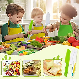 15 PCS Montessori Kitchen Tools for Toddlers Kids Cooking Sets, Apron, Serrated Toddler Knife, Crinkle Cutter, Sandwich Cutter, Wooden Fruit Knife, Y Peeler, Cutting Board for Cooking Kid Safe Knives