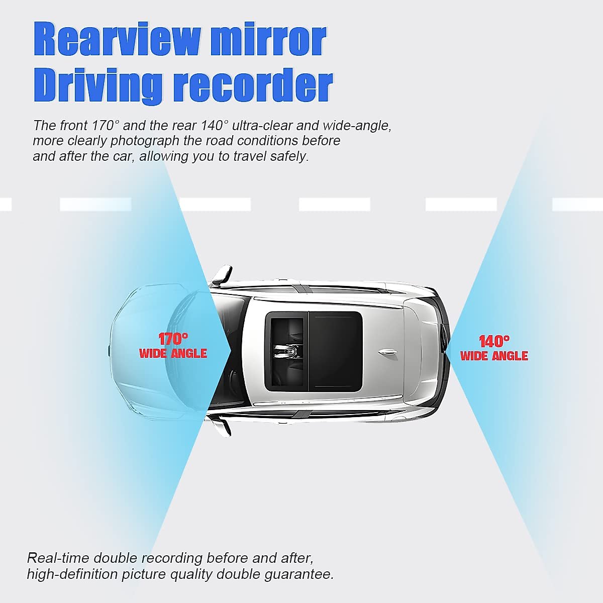 Car Dash Cam Backup Rearview Mirror Camera, 4.3" Full HD 1080P Smart Rearview Mirror Camera for Cars, Trucks, SUV, Dual Cameras, Built-in G-Sensor, Parking Assistance & Loop Record Support