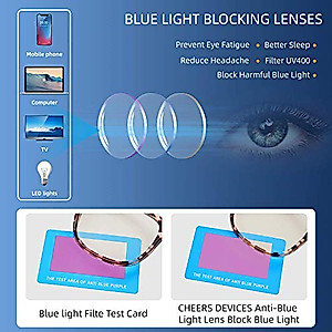 WinToo Blue Light Blocking Glasses, Computer Reading/Gaming/TV/Phones Glasses for Men Women,Anti Eyestrain UV Glare (5/1Pair)