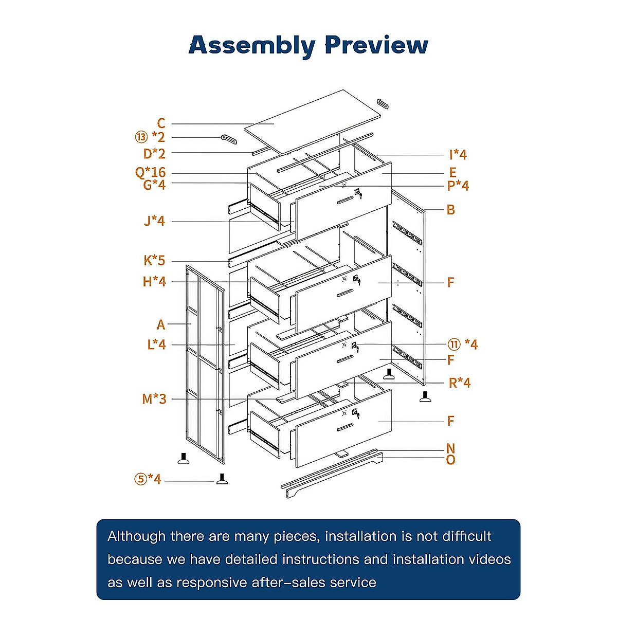 AODK File Cabinet Filing Cabinet for Home Office, Large File Cabinets with Lock, Office Storage Cabinet 4 Drawer for Legal/Letter/A4 File, Black