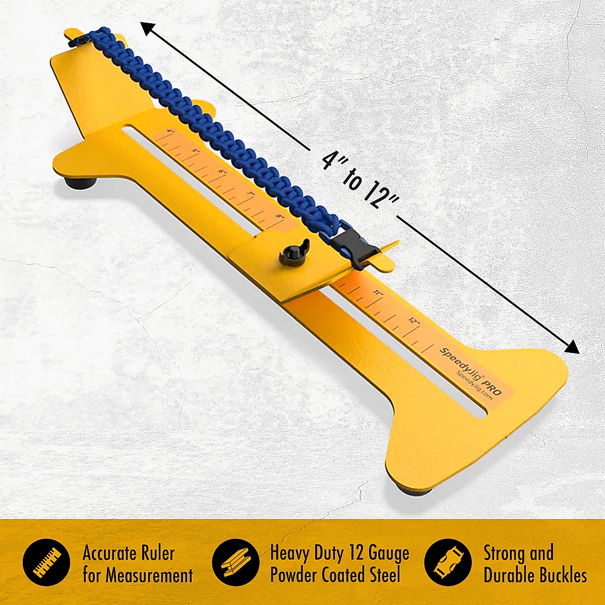 SpeedyJig PRO - Paracord Bracelet Kit and Jig | Easily Make Paracord Bracelets from 4" to Over 13" | Adjustable Steel Frame Made in The USA | Includes Free Paracord & Buckles