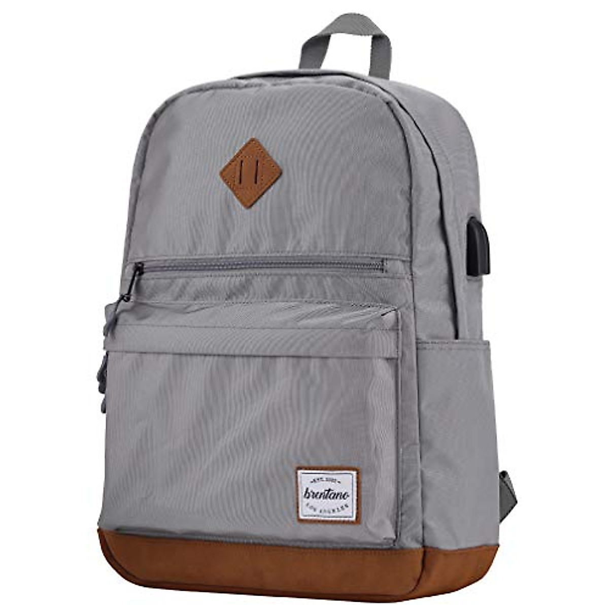 B BRENTANO Unisex Water Resistant Backpack Daypack (Gray)
