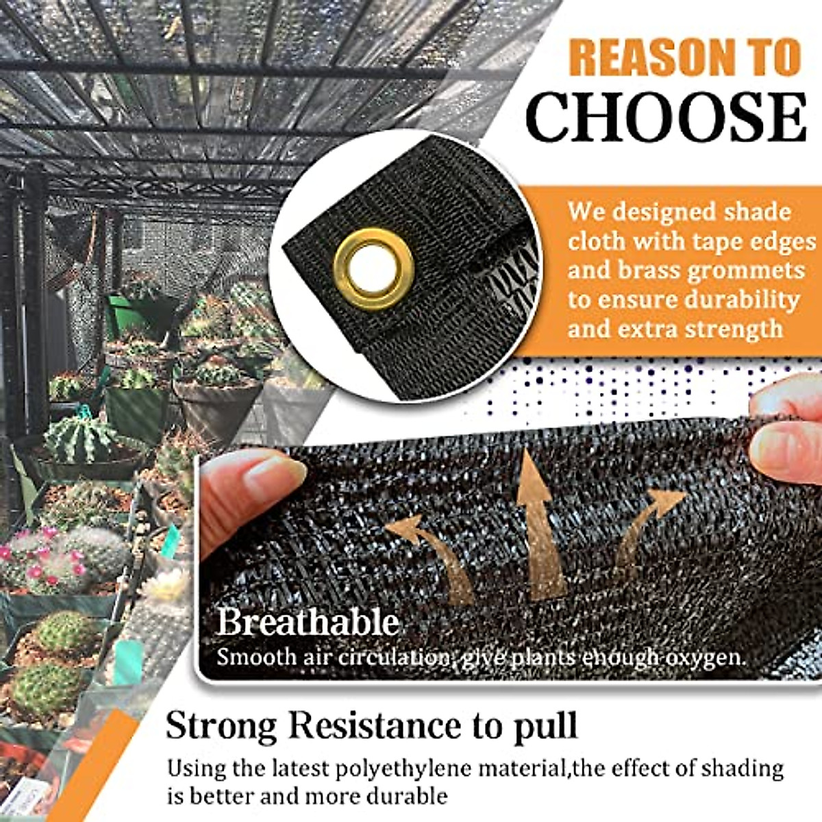 Hortifan 40% Garden Sunblock Shade Cloth, 12 x 24 FT Durable Taped Edge with Grommets UV Resistant Black Garden Shade Net for Plants, Greenhouse, Vegetables and Patio