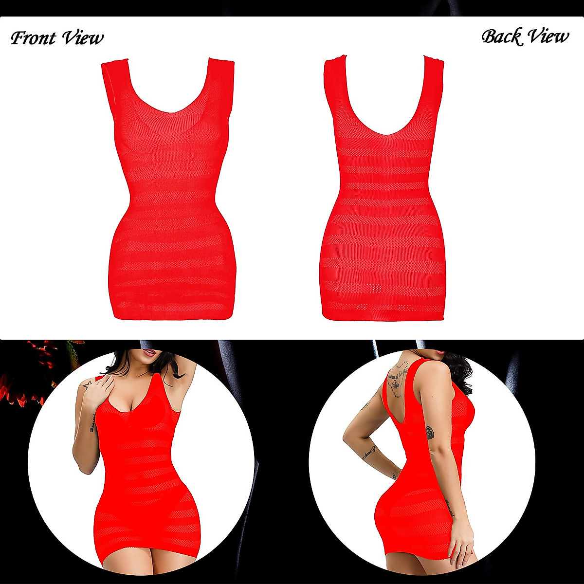 Geyoga 12 Pieces Women's Fishnet Lingerie Mesh Babydoll Bodysuit Lace Smock Lingerie for Women (Fresh Color)