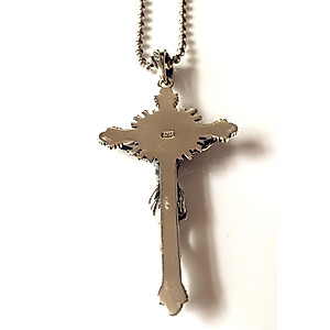 elegantmedical S925 Sterling Silver Large 2.3 inch Crucifix Cross rosary part necklace pendant catholic gift