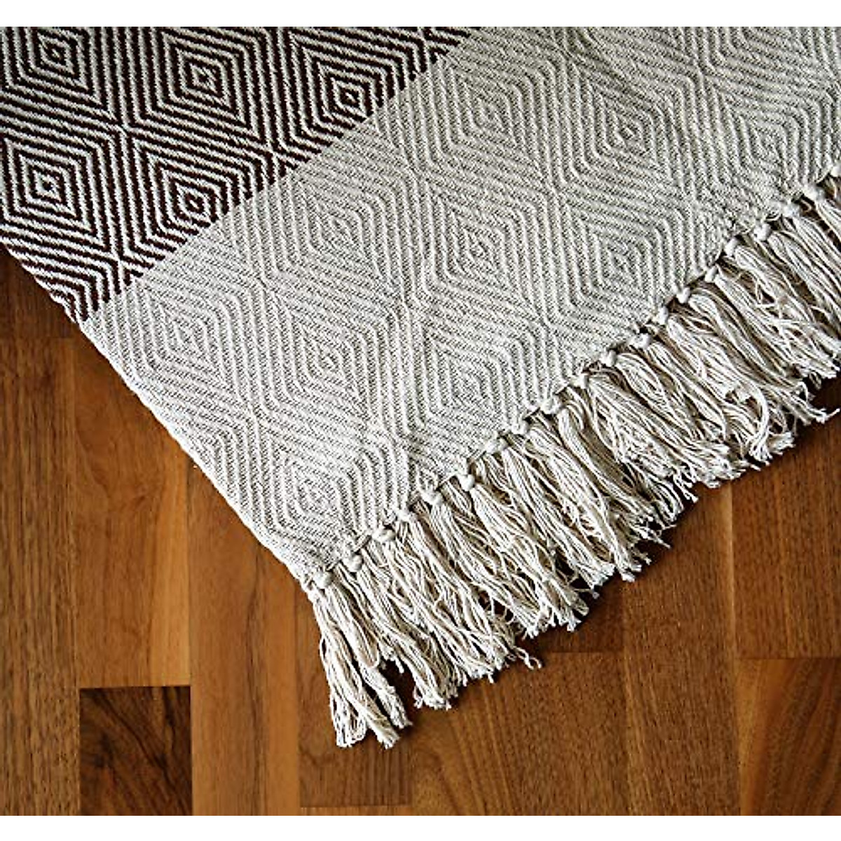 Brown Throw Blanket - Soft and Warm Living Room Bedroom Boho Home Decor Decorative Throws for Sofa and Couch - 60 x 50 Inch