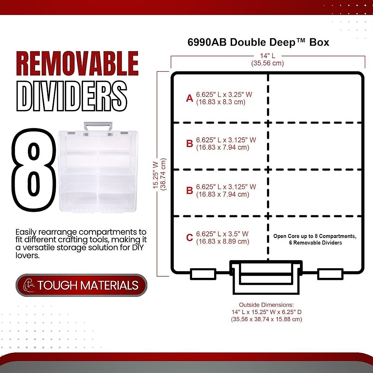 ArtBin 0365500 Super Satchel Double Deep, Portable Art & Craft Organizer with Handle, [1] Plastic Storage Case, Clear with Gold Accents, Clear & Gold