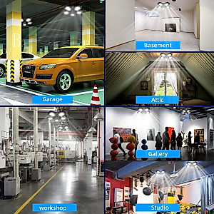 Led Garage Lights, Motion Sensor Garage Light 2 Pack, UL Listed 150W 15000LM Garage Lights Ceiling Led, Ultra Bright Motion Activated Garage Light with 5 Adjustable Panels for Attic, Basement