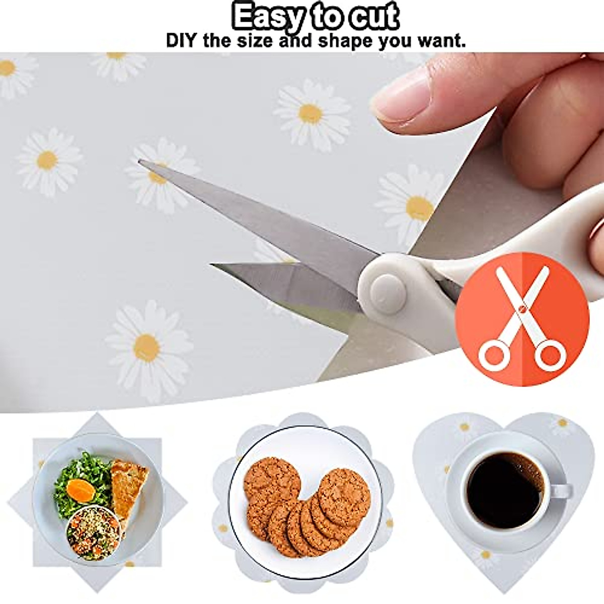 Shelf Liners for Kitchen Cabinet, Waterproof Drawer Liner for Bathroom, Refragerator Mats Sink Liner No Slip Cupboard Mats Non Adhesive EVA Place Mats Roll - Clear Daisy 12"×236.2"