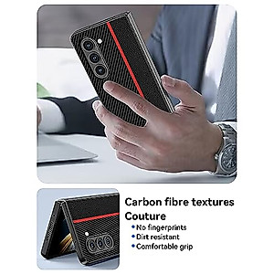 Quikbee [Samsung Galaxy Z Fold 5 Case], for Samsung Galaxy Z Fold 5 [Mil-Grade Protection],Full Body Protective Bumper,Carbon Fibre Texture,Anti-Slip and Ultra-Thin, Protective Case - Red.