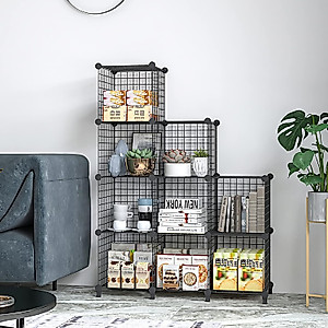 FUNLAX Cube Storage Shelf, 9 Wire Closet Storage Cubes Closet Organizers and Storage Sturdy Metal Bathroom Storage Book Shelf Clothes Organizer