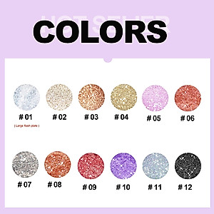 Quxunzzz Liquid Glitter Eyeshadow,Liquid Glitter Eyeliner Metallic Glitter Shimmer Eye Looks Waterproof Long Lasting Quick-Drying Sparkling（12#）